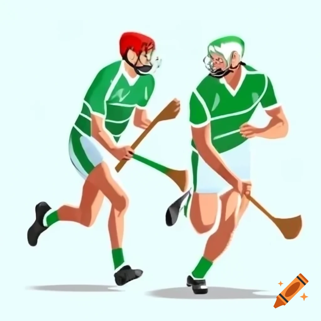 Intense hurling match showcasing fast-paced action and players on Craiyon