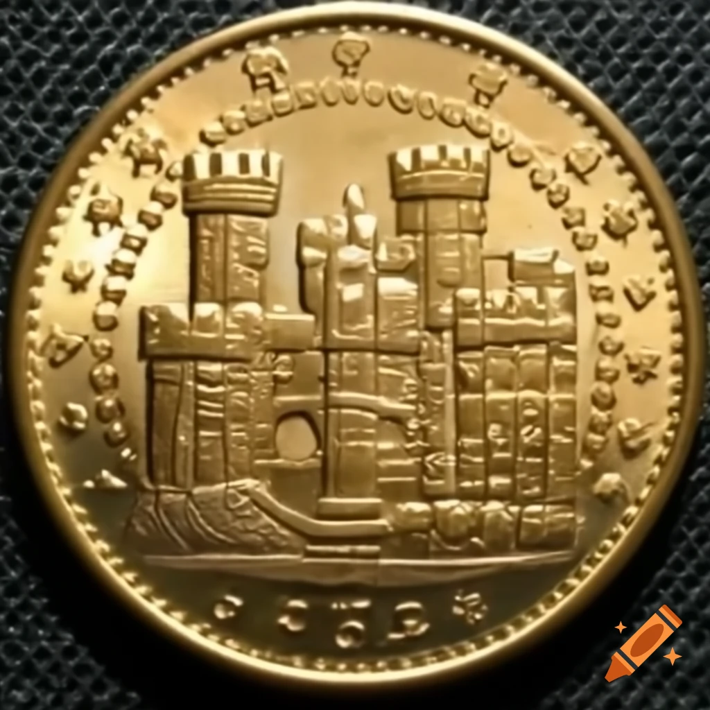 Coin featuring a castle design on Craiyon