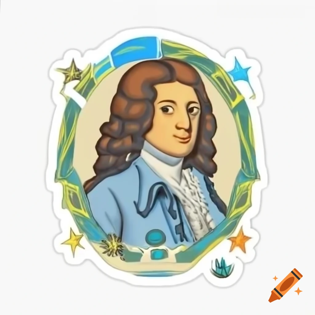 Vibrant sticker of isaac newton in classic album style with rich ...