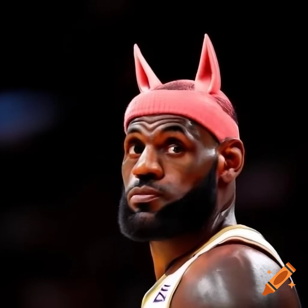 LeBron James styled as a femboy with cat ears on Craiyon