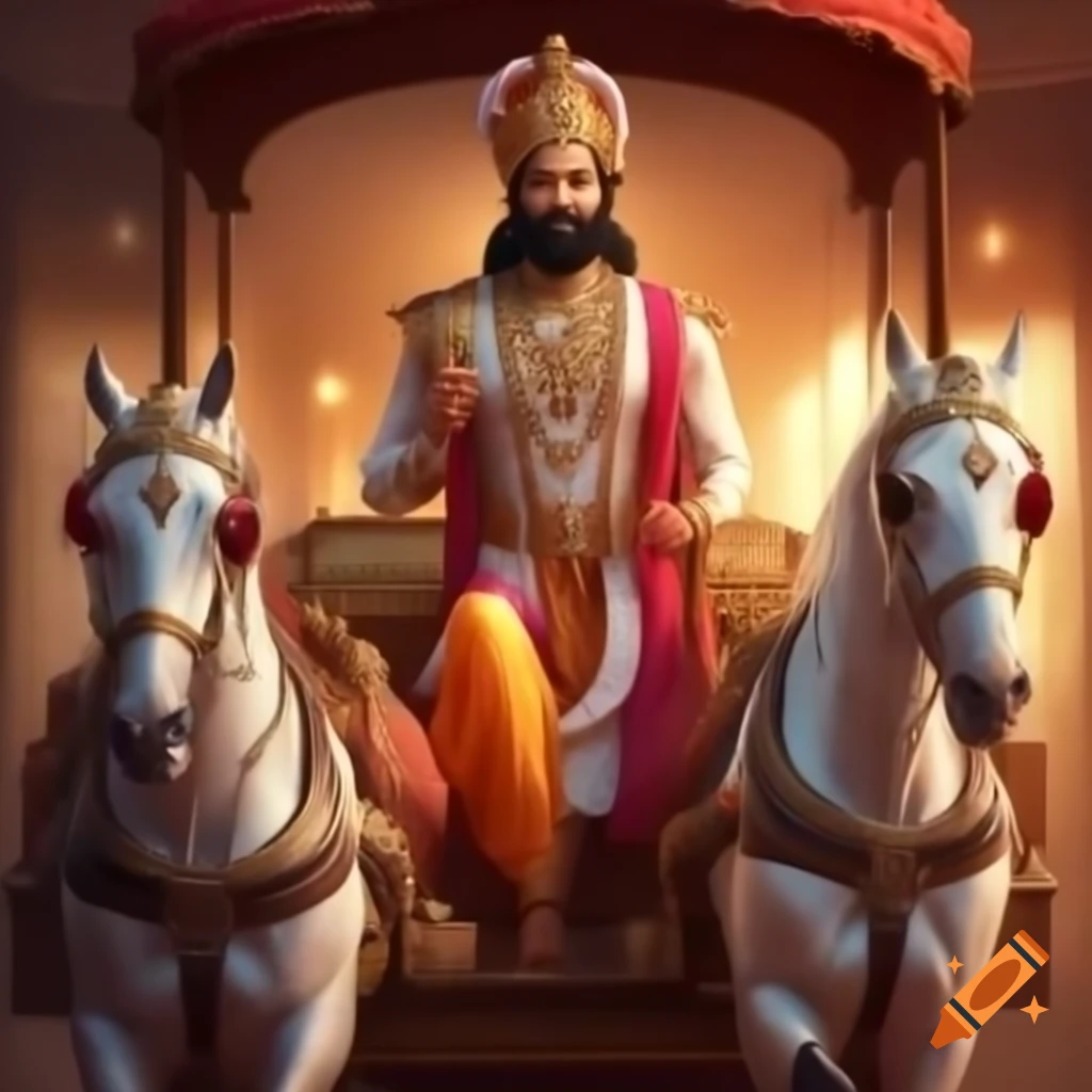 Indian king and queen in palanquin with ornate details on Craiyon