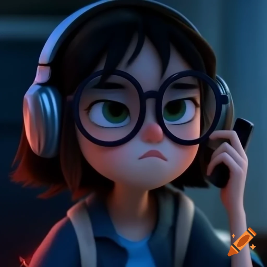 Geek girl with glasses and headset looking angry while holding a phone ...
