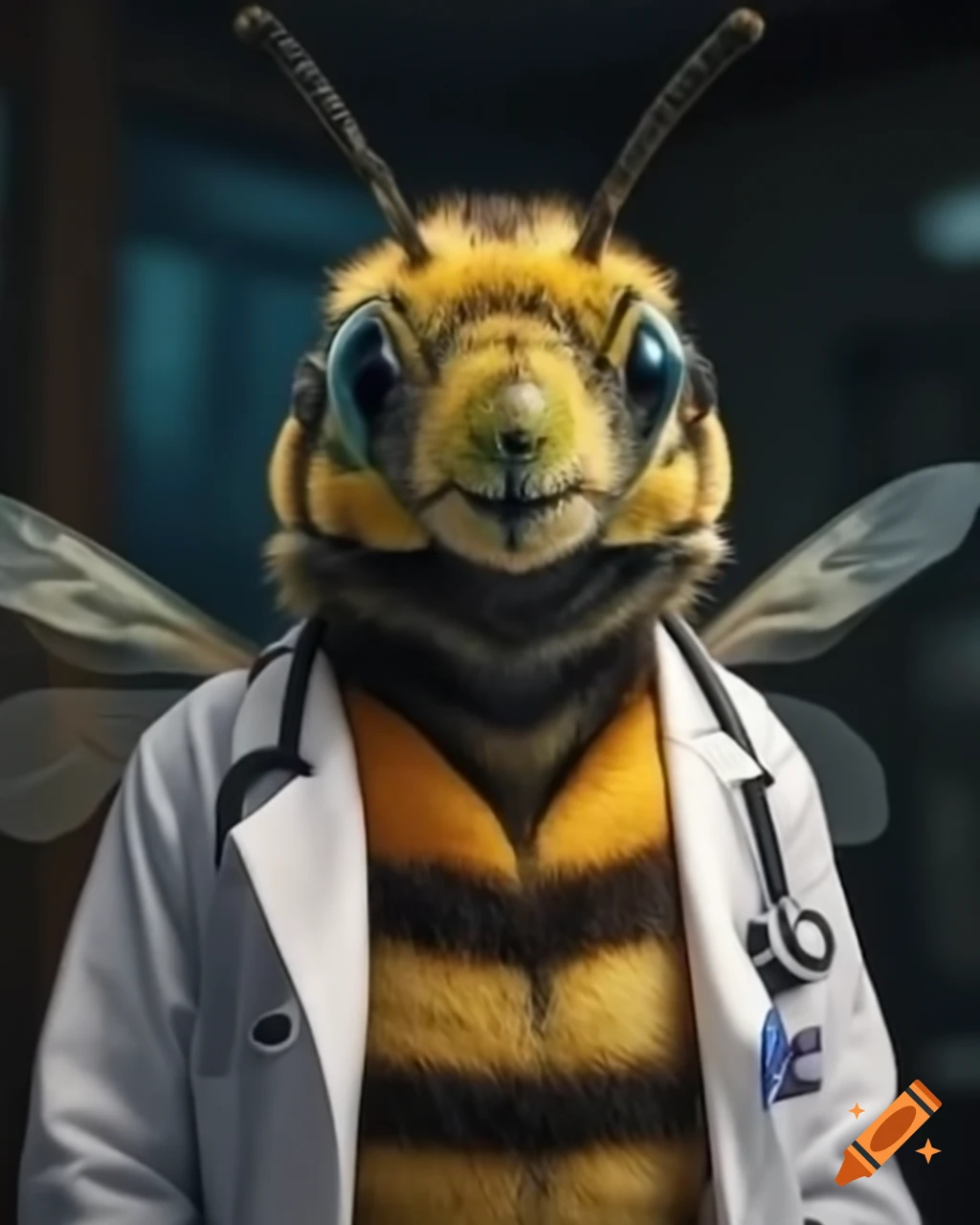 Bee in doctor costume on Craiyon