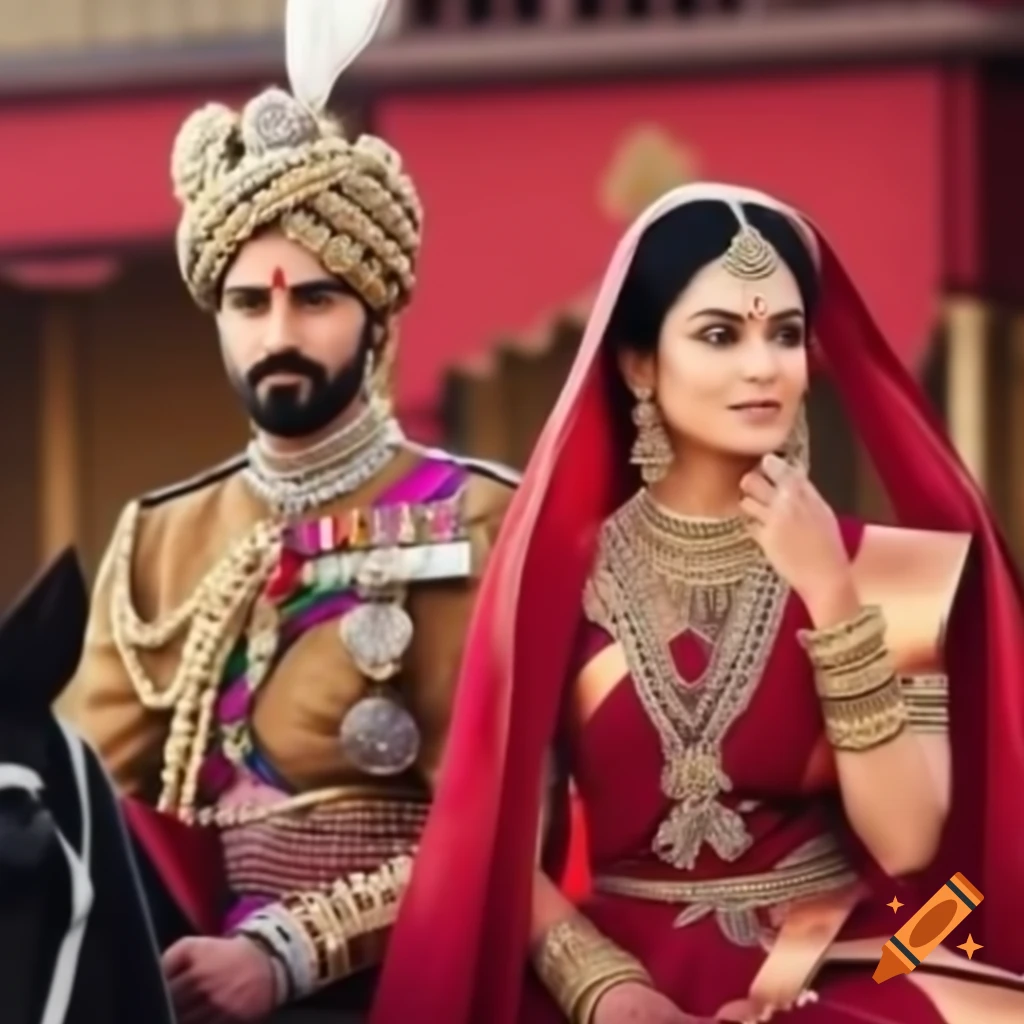 Indian king and queen in ornate palanquin on Craiyon