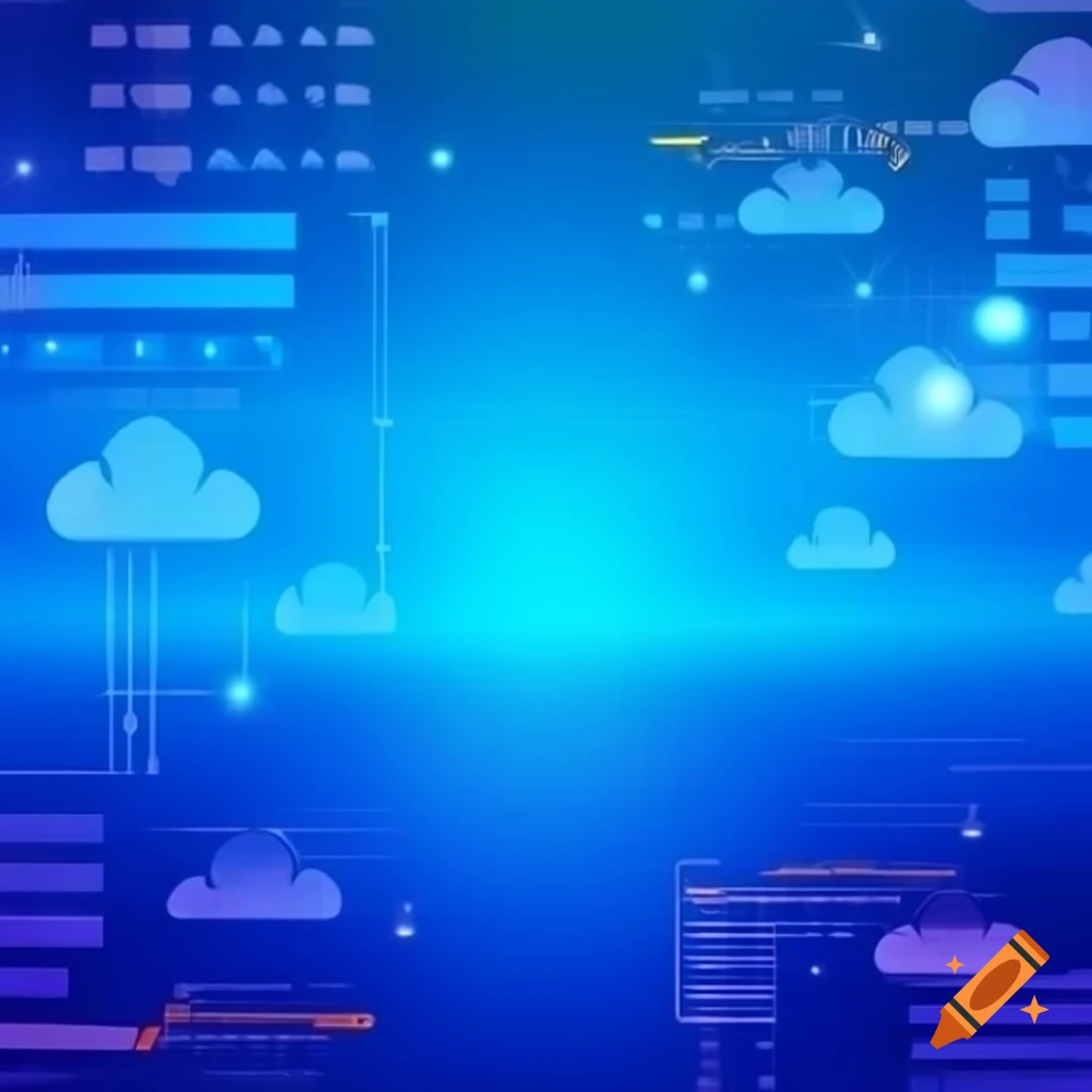 Vibrant blue gradient background with abstract data visualization ...