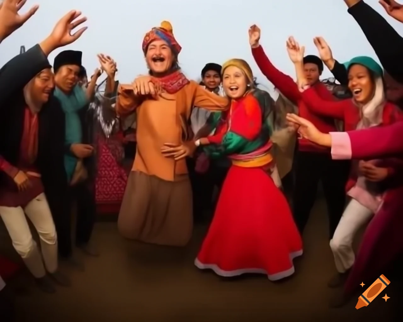 Group of people in traditional Doteli dress dancing in Sudurpashim ...