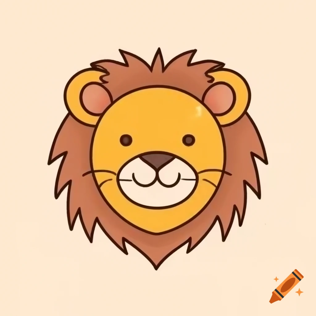 Simple color drawing of a lion on Craiyon