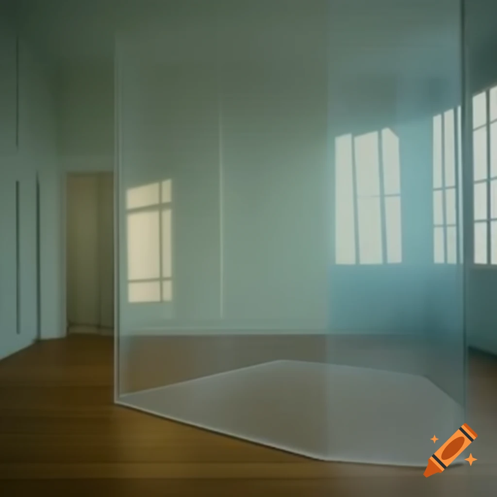 Interior room design with transparent partitions on Craiyon