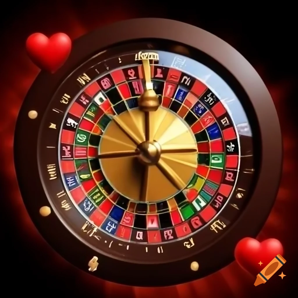 Vibrant roulette wheel spinning with number J at its center on Craiyon