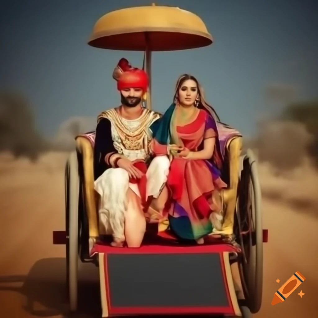 Indian king and queen in ornate palanquin on Craiyon