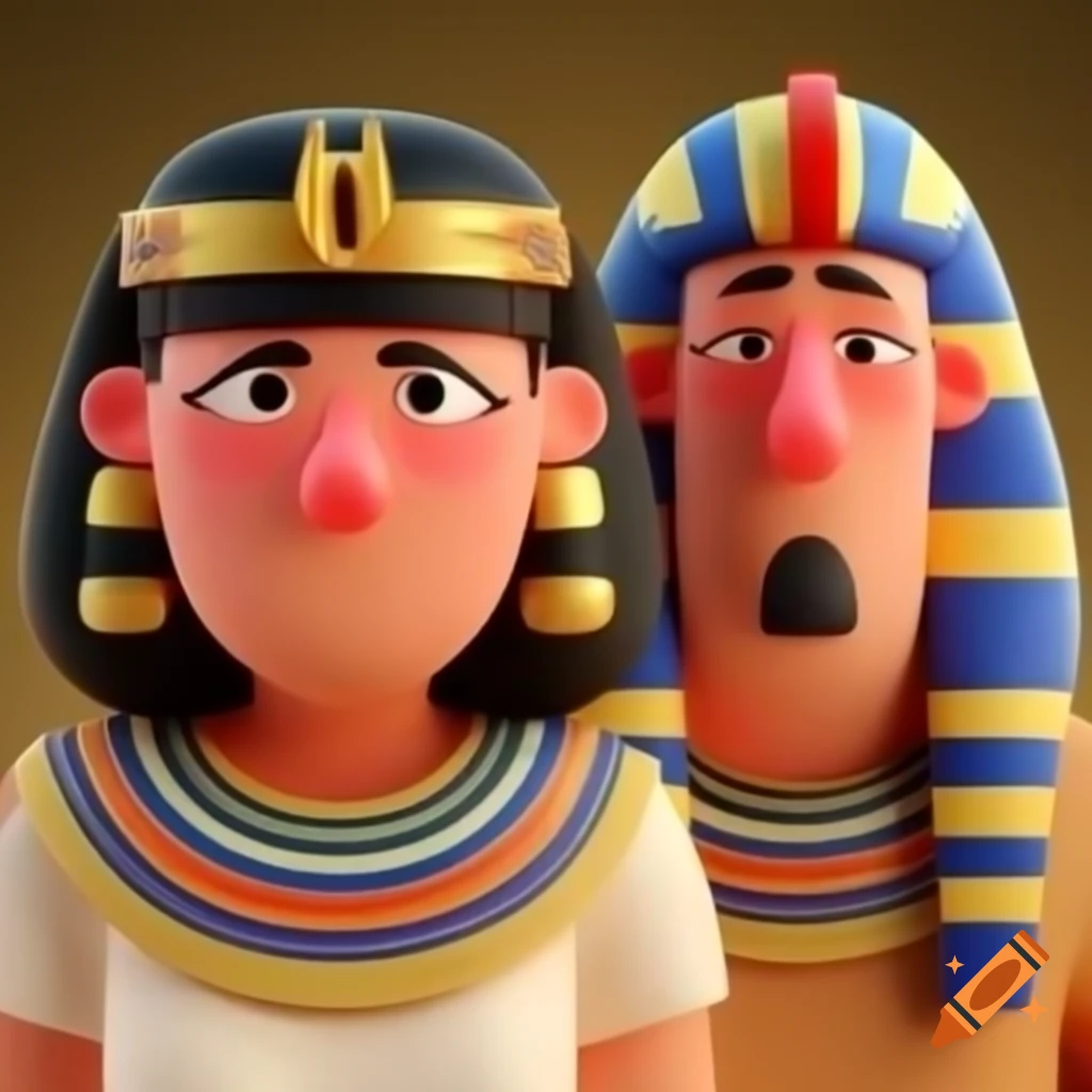 3d animated egyptian peasant couple with worried expressions on Craiyon