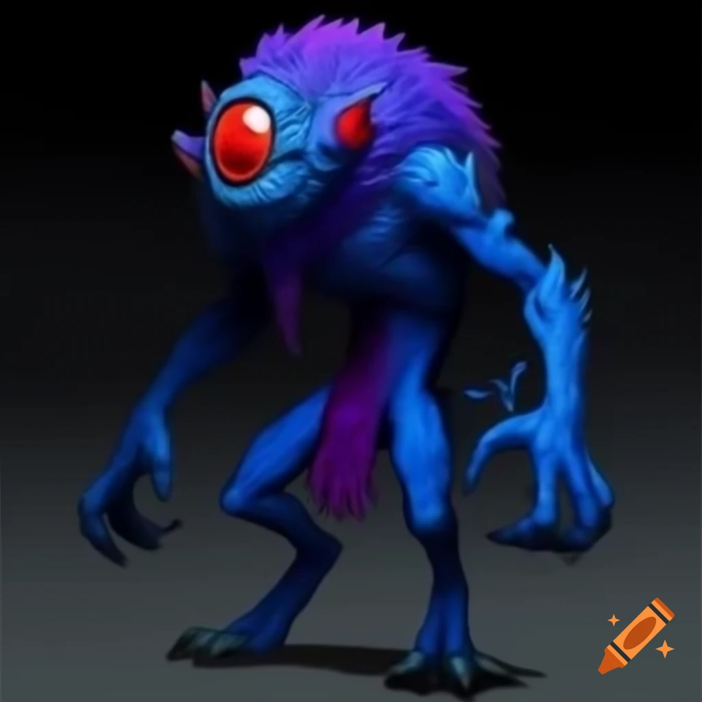 Humanoid monster with arthropodal features and red eye, in video game ...