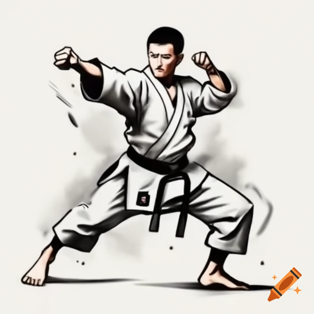 Karate expert mid-punch showcasing strength and focus on Craiyon