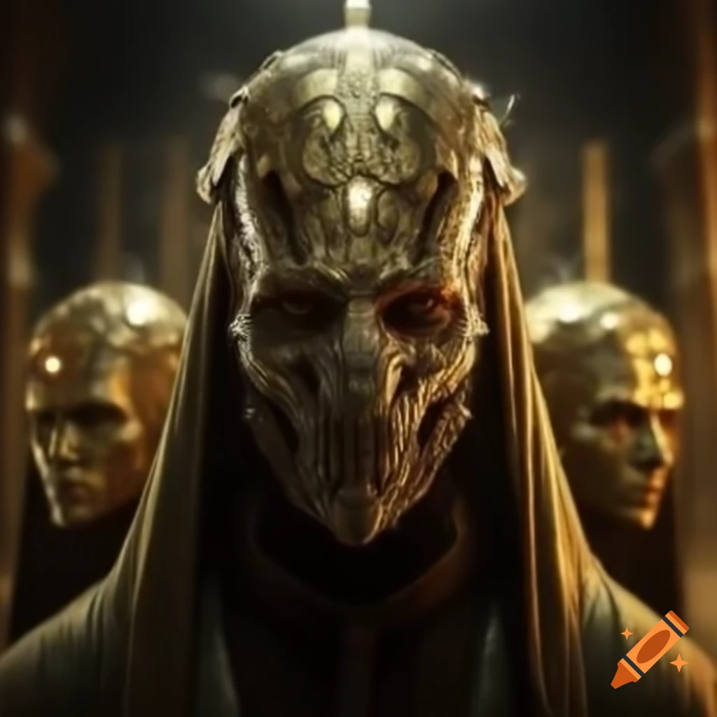 Artistic representation of three-headed deity with diverse materials on ...