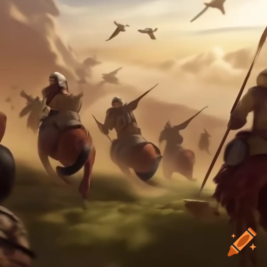 Ancient Arabian archers defending Mount Uhud, shooting arrows at enemy ...