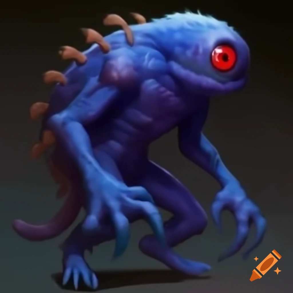 Humanoid monster with arthropod features and red eye in video game art ...