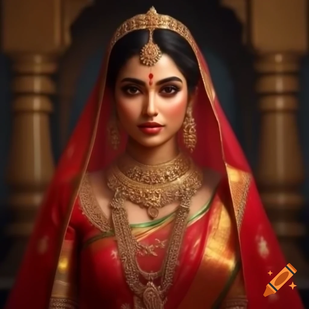 Indian queen in traditional attire on Craiyon