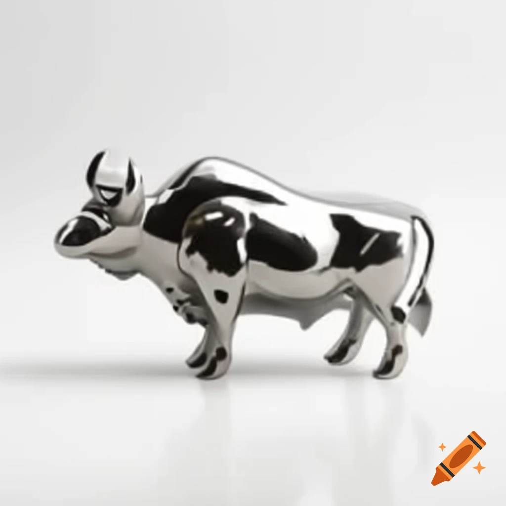 Shiny metal buffalo sculpture on Craiyon