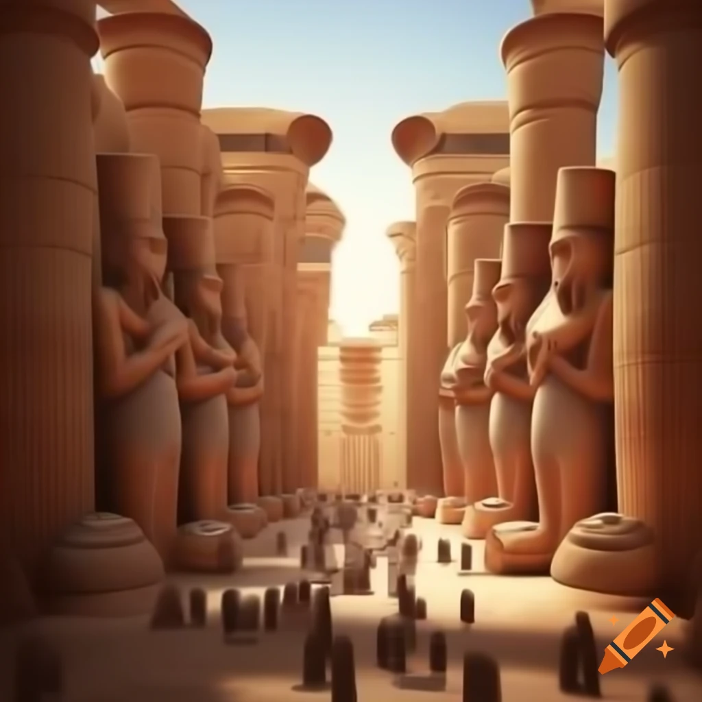 3d animated drone view of ancient egypt as a bustling metropolis on Craiyon
