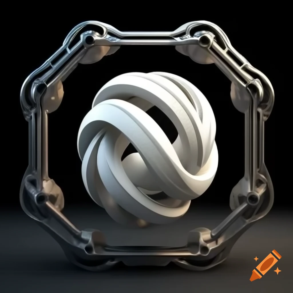 Matte finish 3D white spherical object with intricate design on black ...