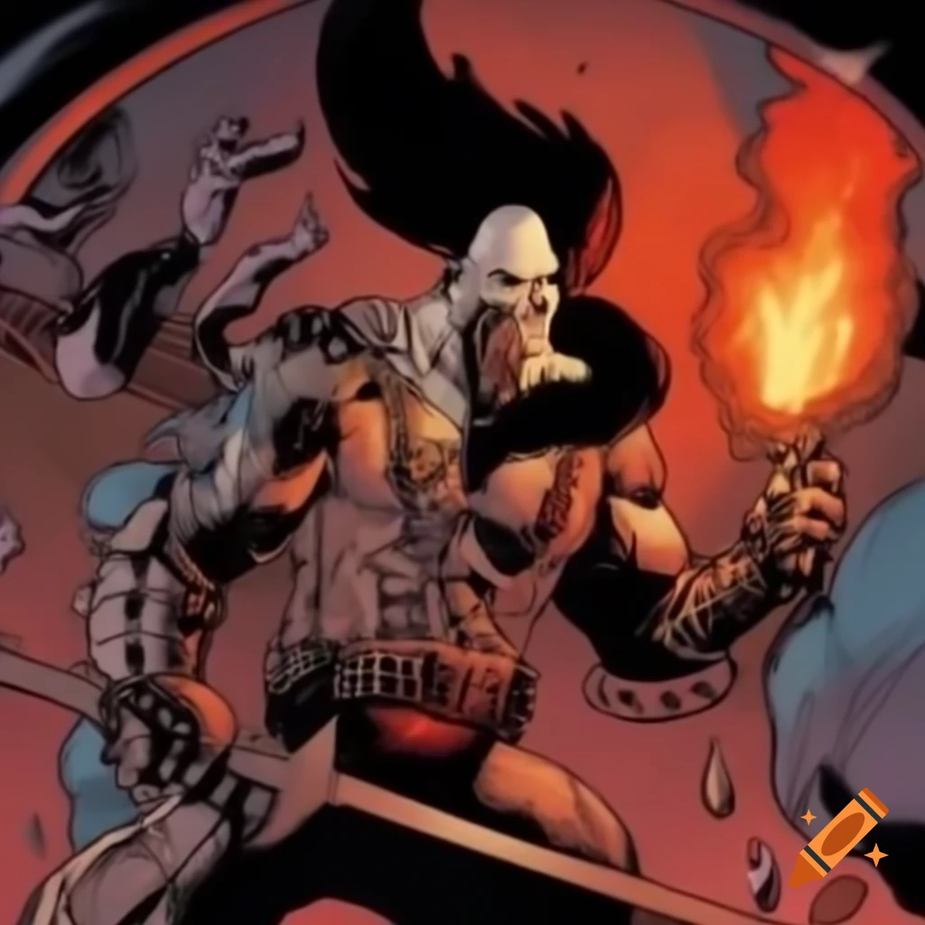 Berserker comic strip character showing anger and biting shield rim on ...