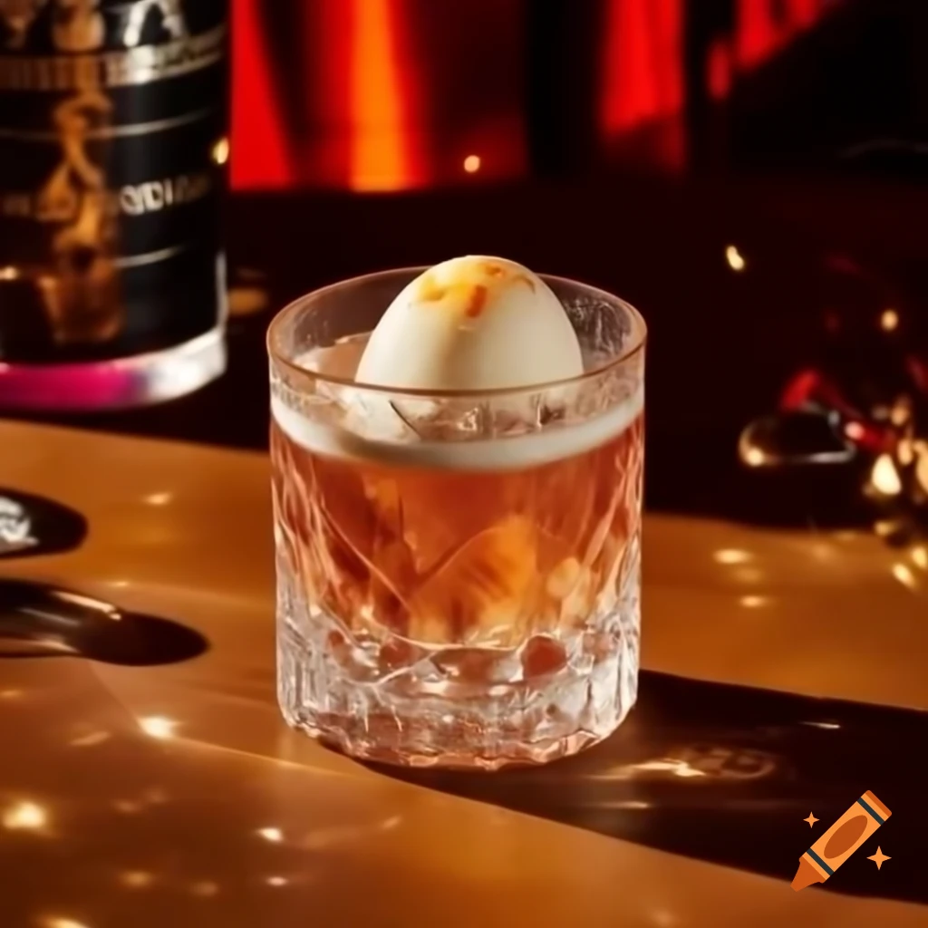 Festive cocktail with vodka, boiled egg, and mayonnaise on Craiyon