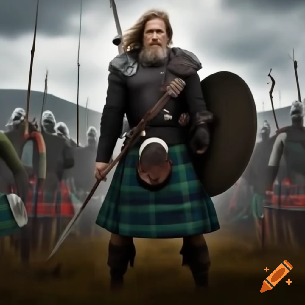 Scottish warrior in Murray of Atholl tartan symbolizing medieval clan ...