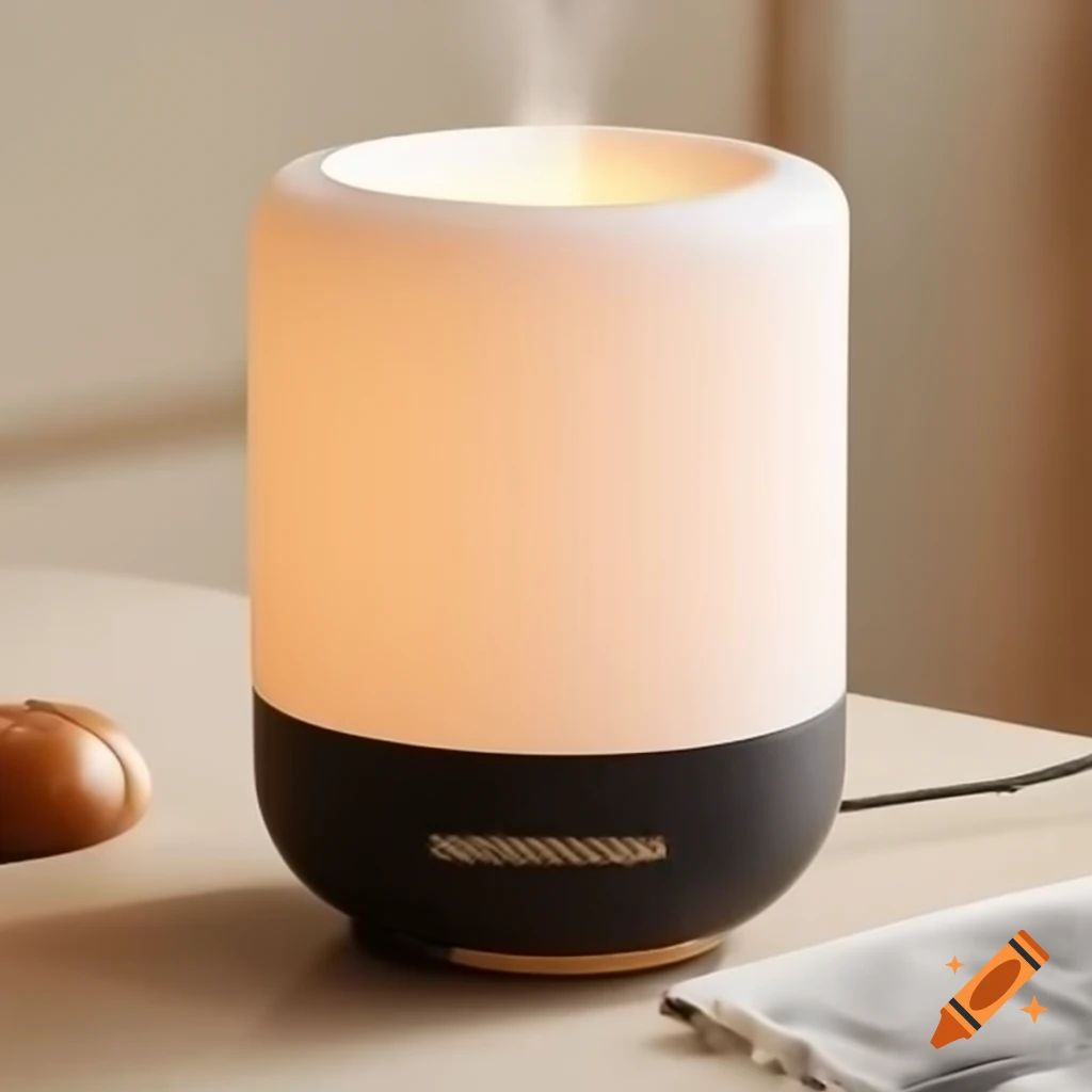 Cylindrical shape diffuser with bowl top, LED light ring, and built-in ...