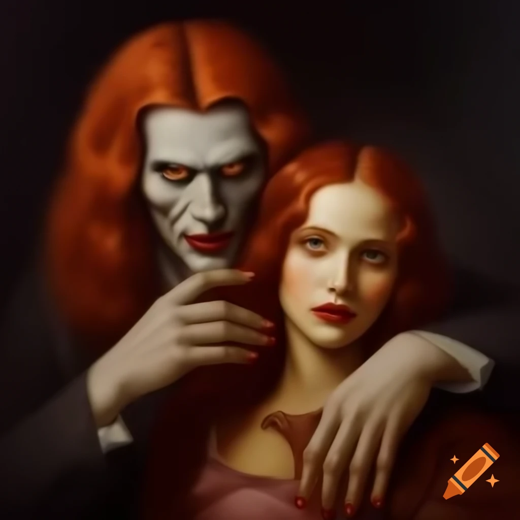 Vampire couple in 1890s USA, biracial man and older woman with red hair ...
