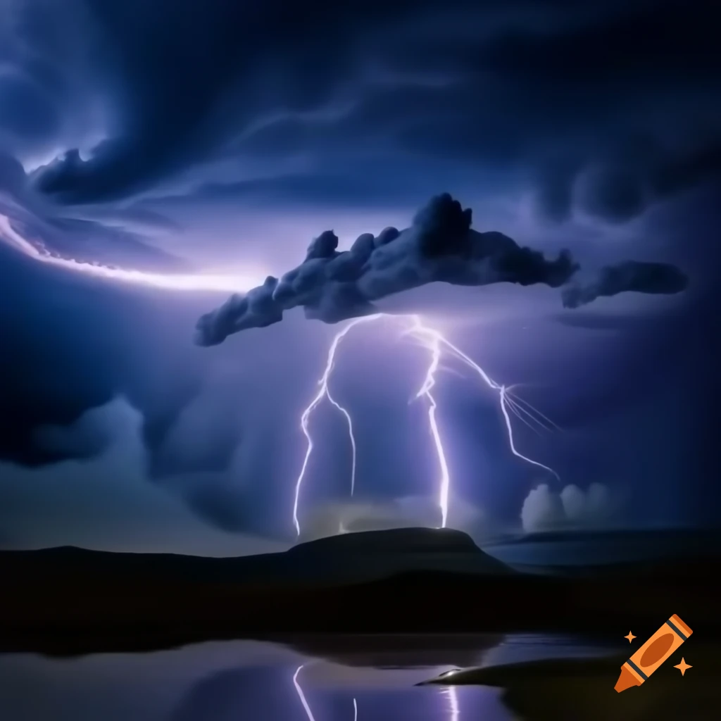 Dramatic Catatumbo Lightning storm over Lake Maracaibo on Craiyon