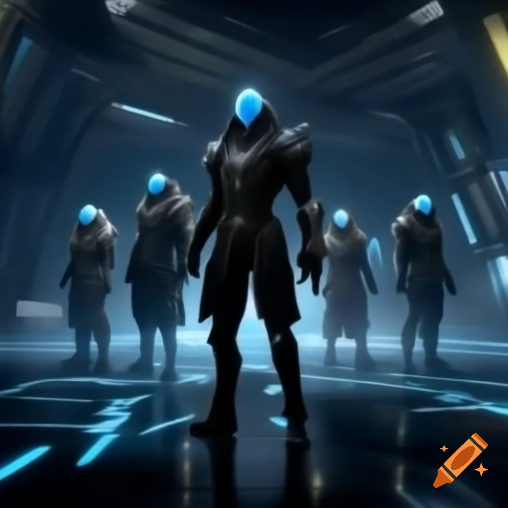 Astral beings in otherworldly attire gliding on luminous runway at ...