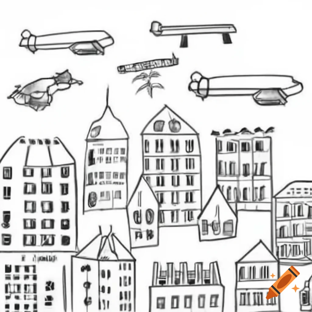 Concept of future world in 1000 years with big buildings and flying ...