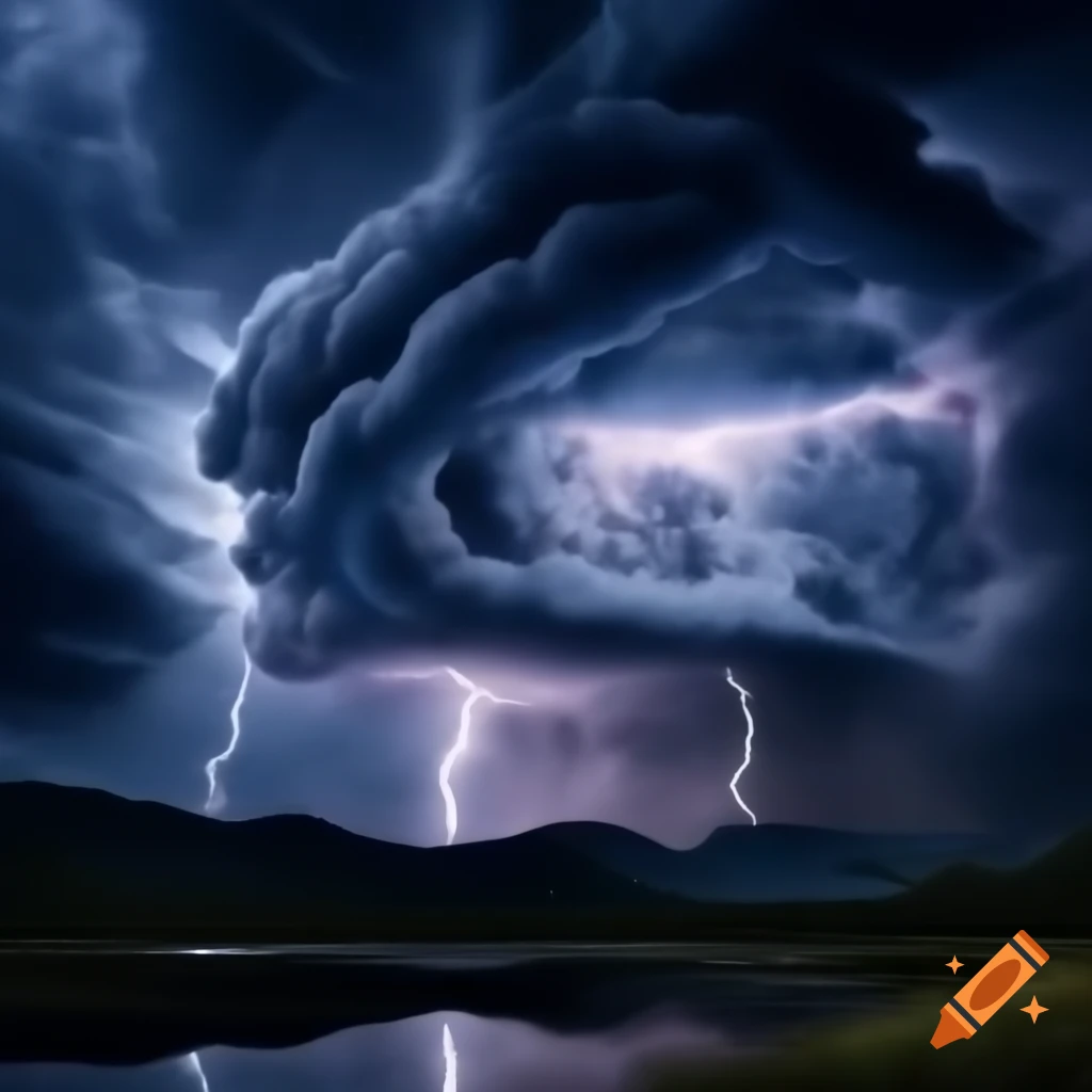 Dramatic Catatumbo Lightning storm over Lake Maracaibo on Craiyon