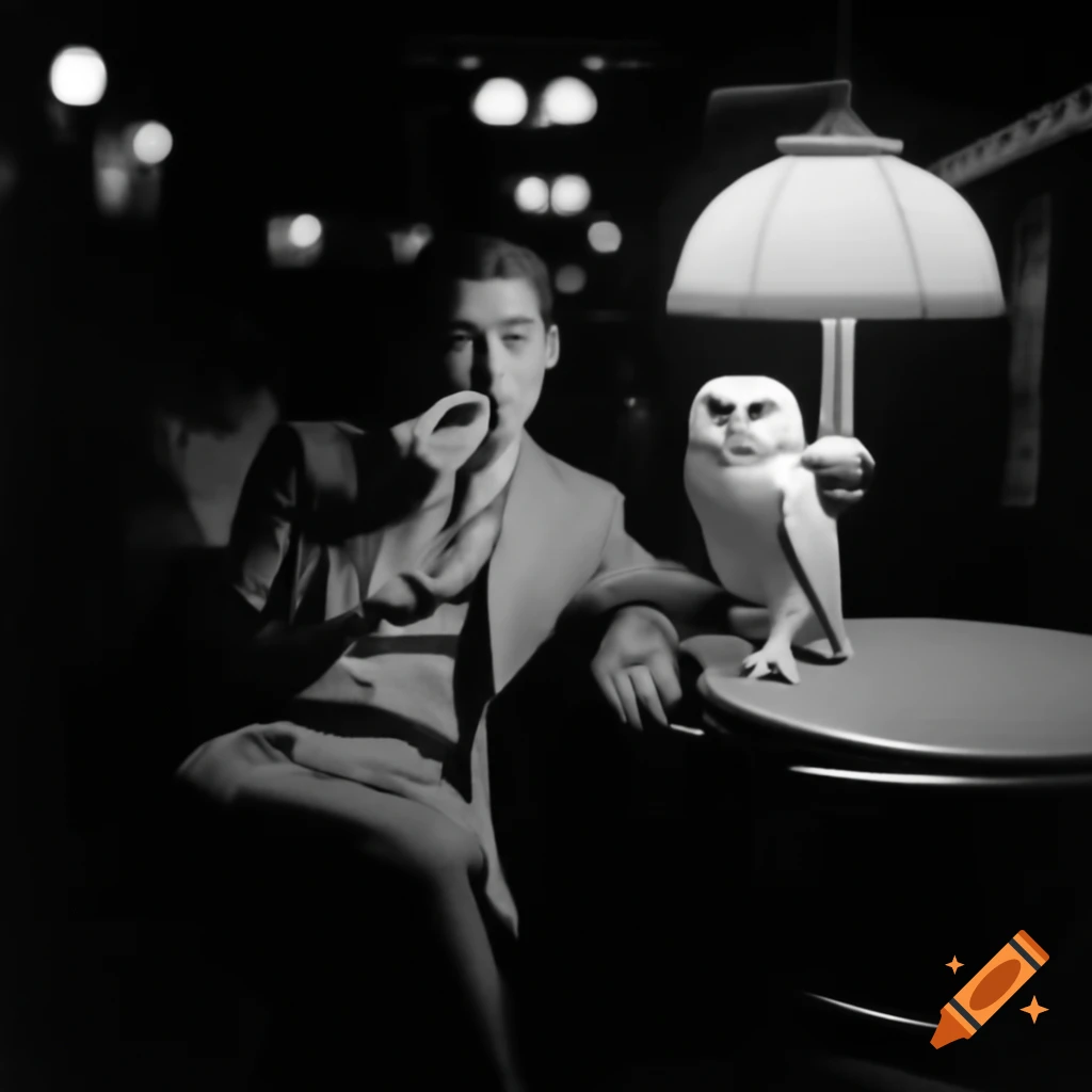 Vintage nightclub flyer featuring an owl in zoot suit smoking by street ...