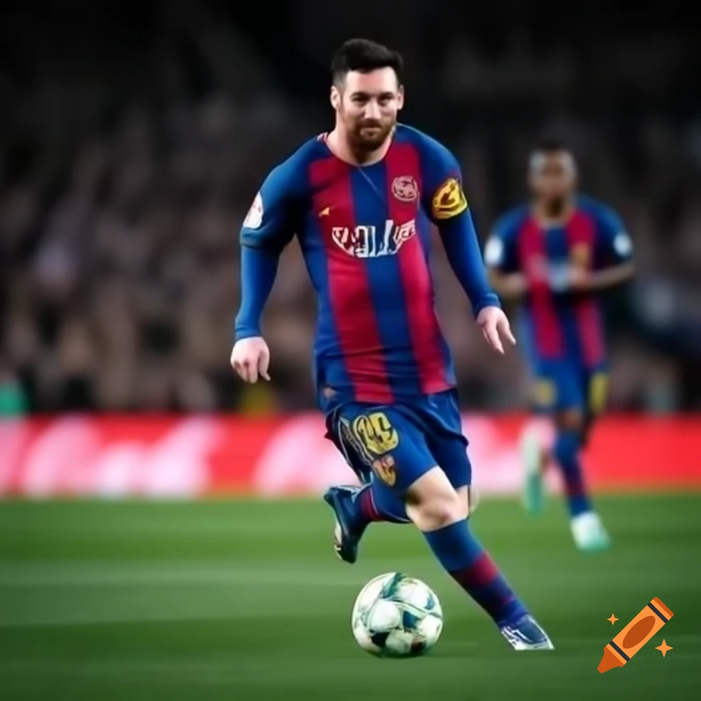 Lionel messi in action on the soccer field on Craiyon