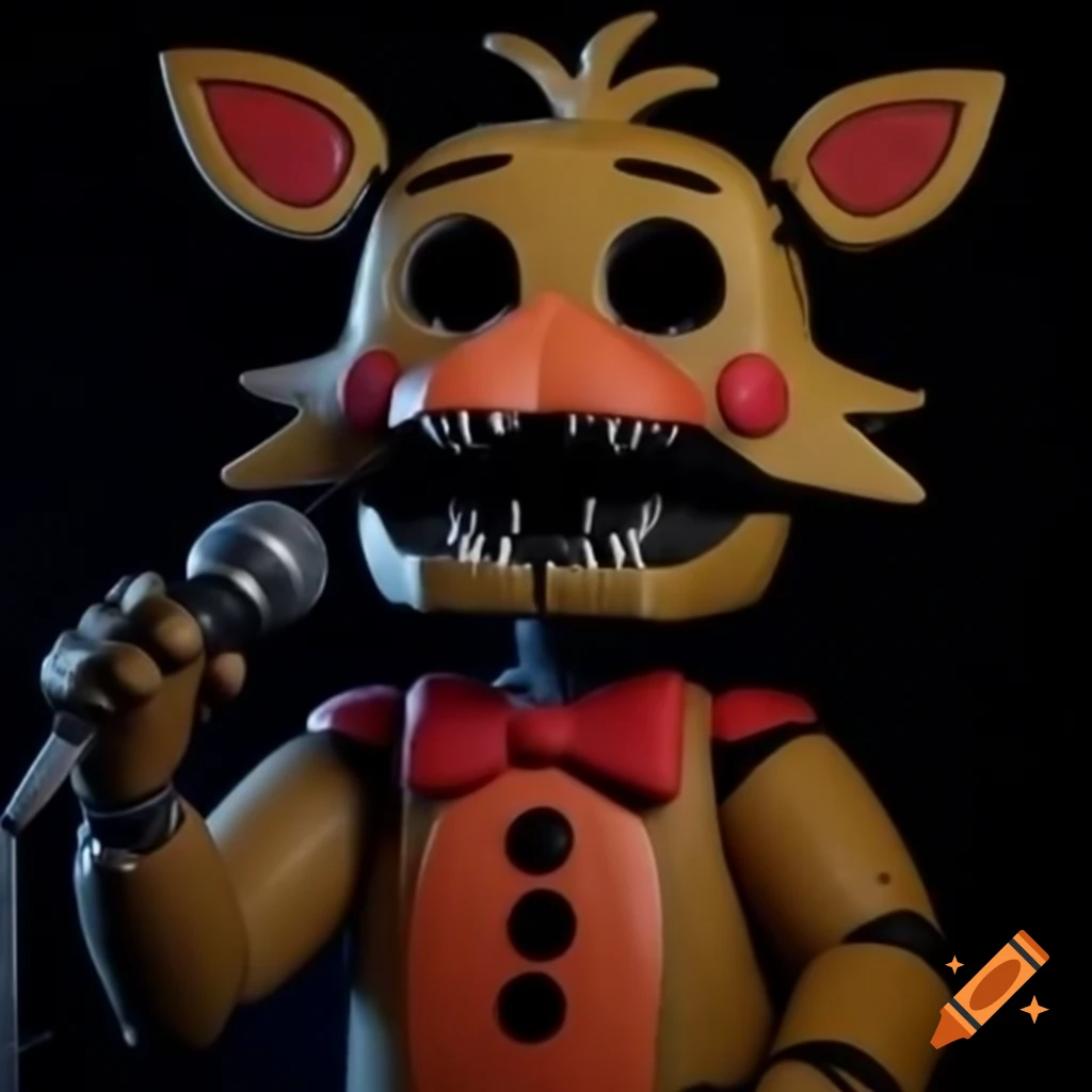 Anamatronic figure inspired by FNAF made of cardboard on Craiyon