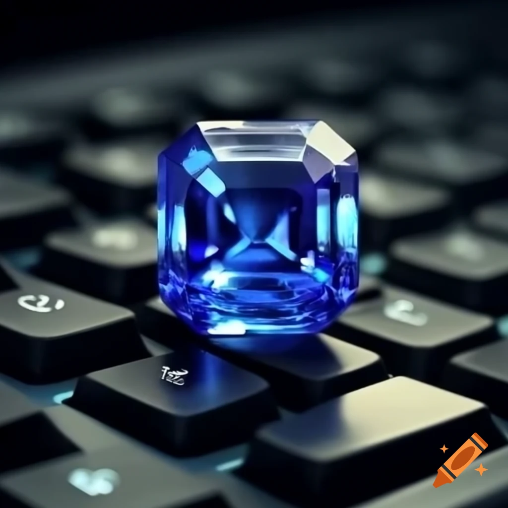 Sapphire gem placed on a keyboard, 1920x1080 resolution on Craiyon