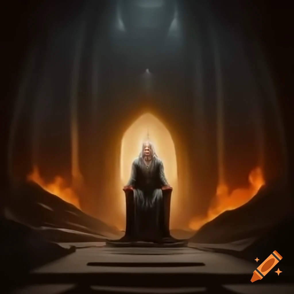 King Elmsworth in elven citadel, intense gaze at fiery-haired captive ...