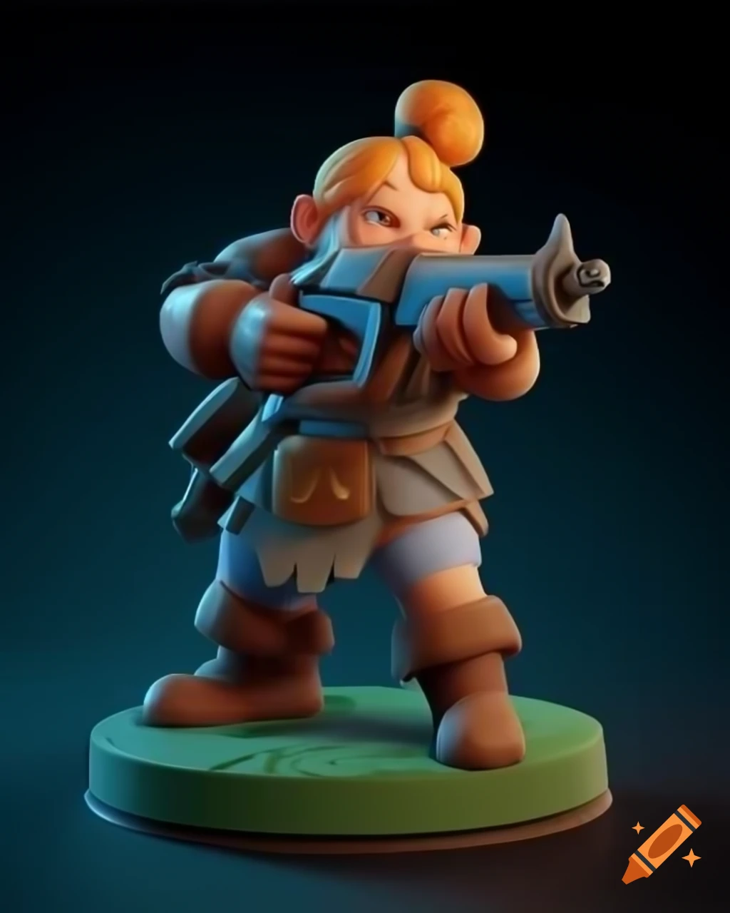 Cartoon-style 3d illustration of female dwarf warrior in light armor ...