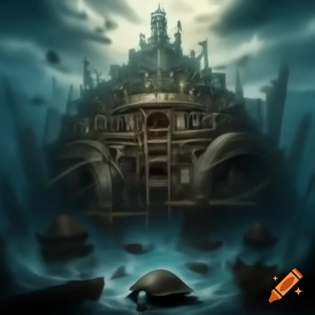 Vibrant pirate city Tortuga built within ancient dragon turtle remains ...