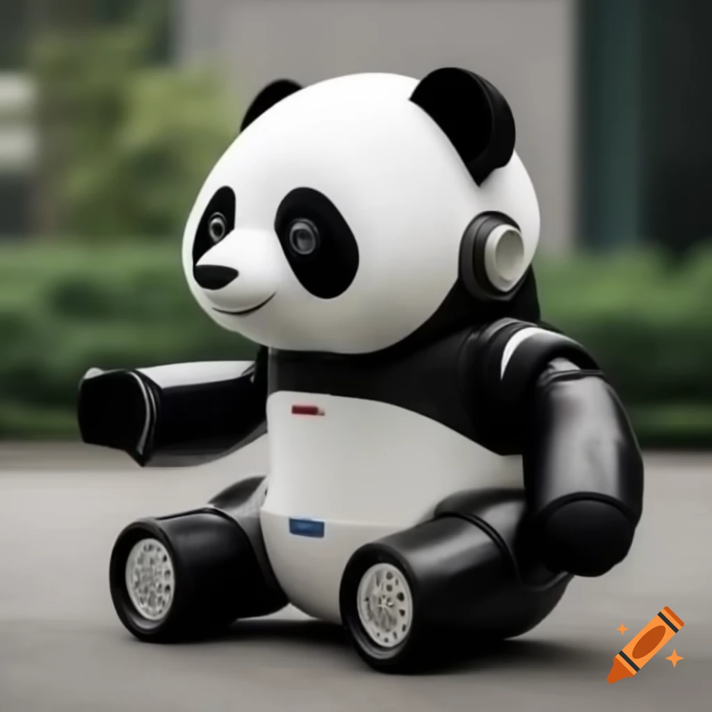 Panda robot in Chengdu, Sichuan Province, with ROBIO 2025 logo on Craiyon