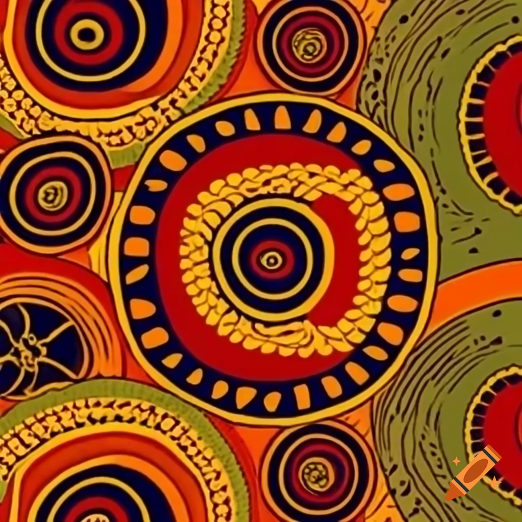Vibrant graphic illustration of africa with afrocentric patterns and ...
