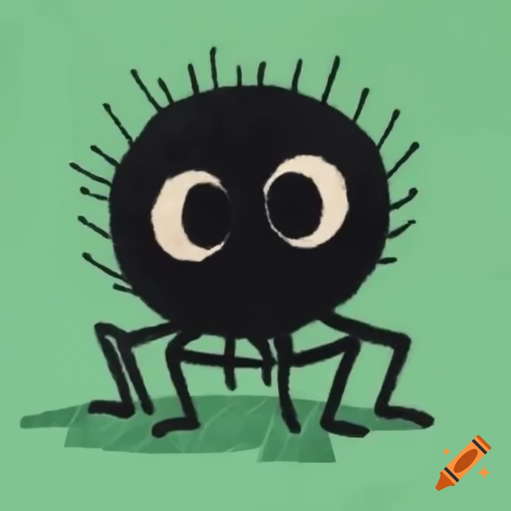 Cartoon character with spider-like texture in Keith Haring style on Craiyon