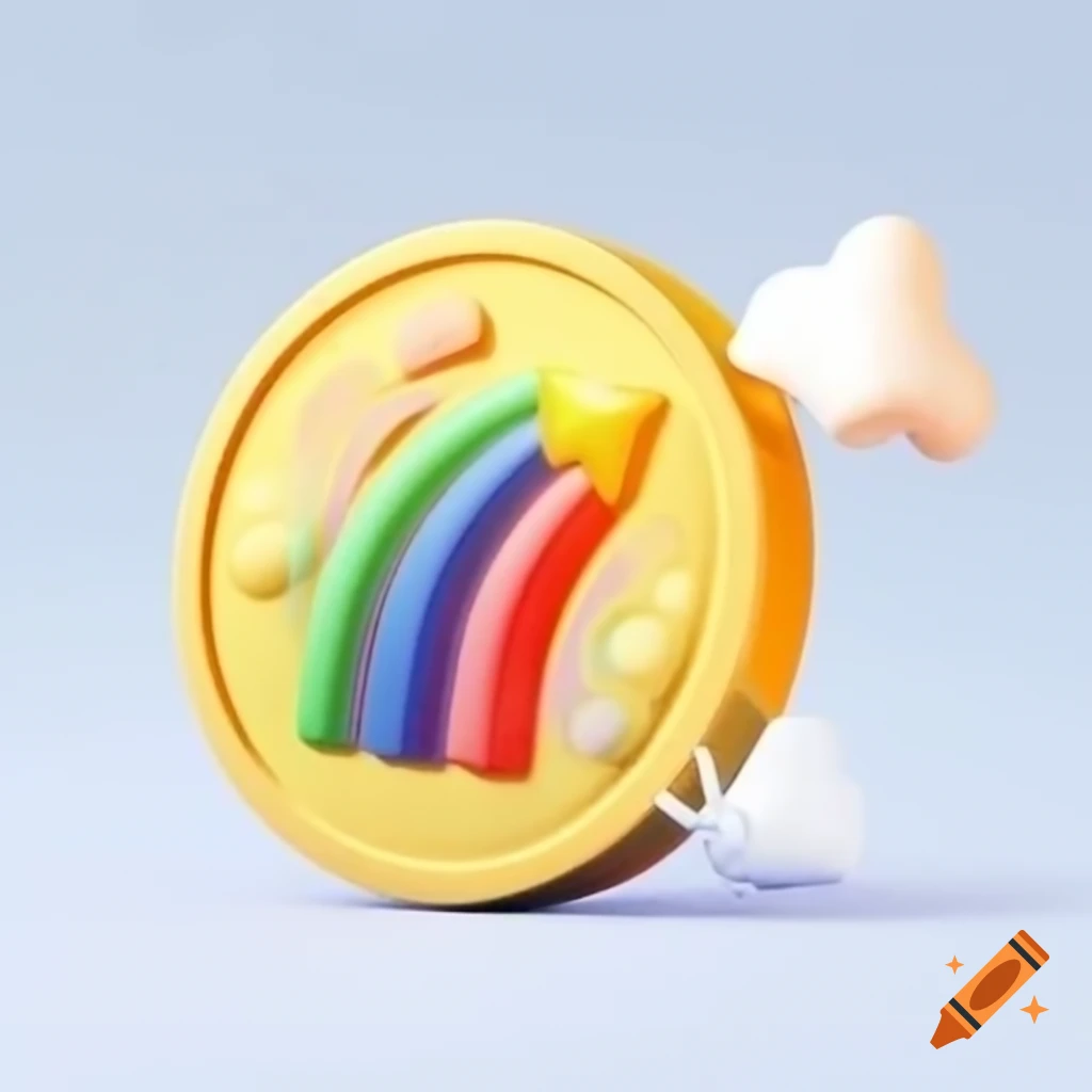 Gold coin featuring a rainbow design on Craiyon