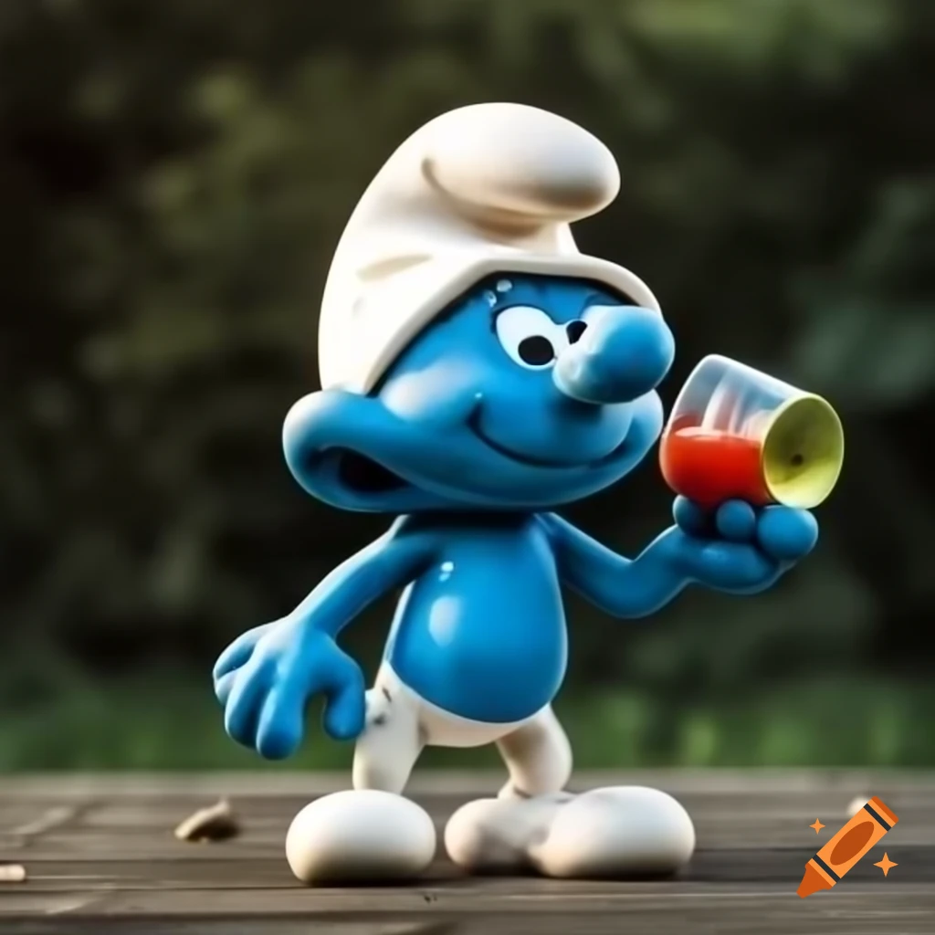 Hefty Smurf showcasing muscular physique while drinking protein shake ...