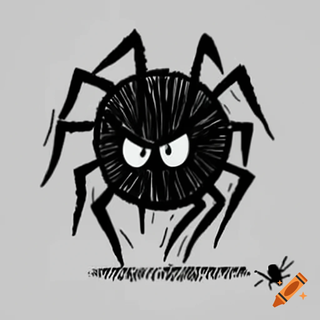 Cartoon character with black spider-like texture in Keith Haring style ...