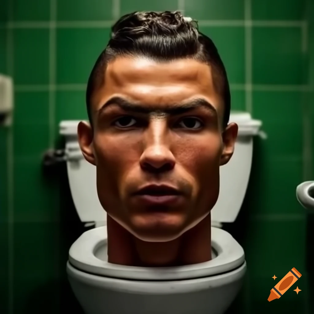 Hyperrealistic portrait of Cristiano Ronaldo in Skibidi Toilet meme ...