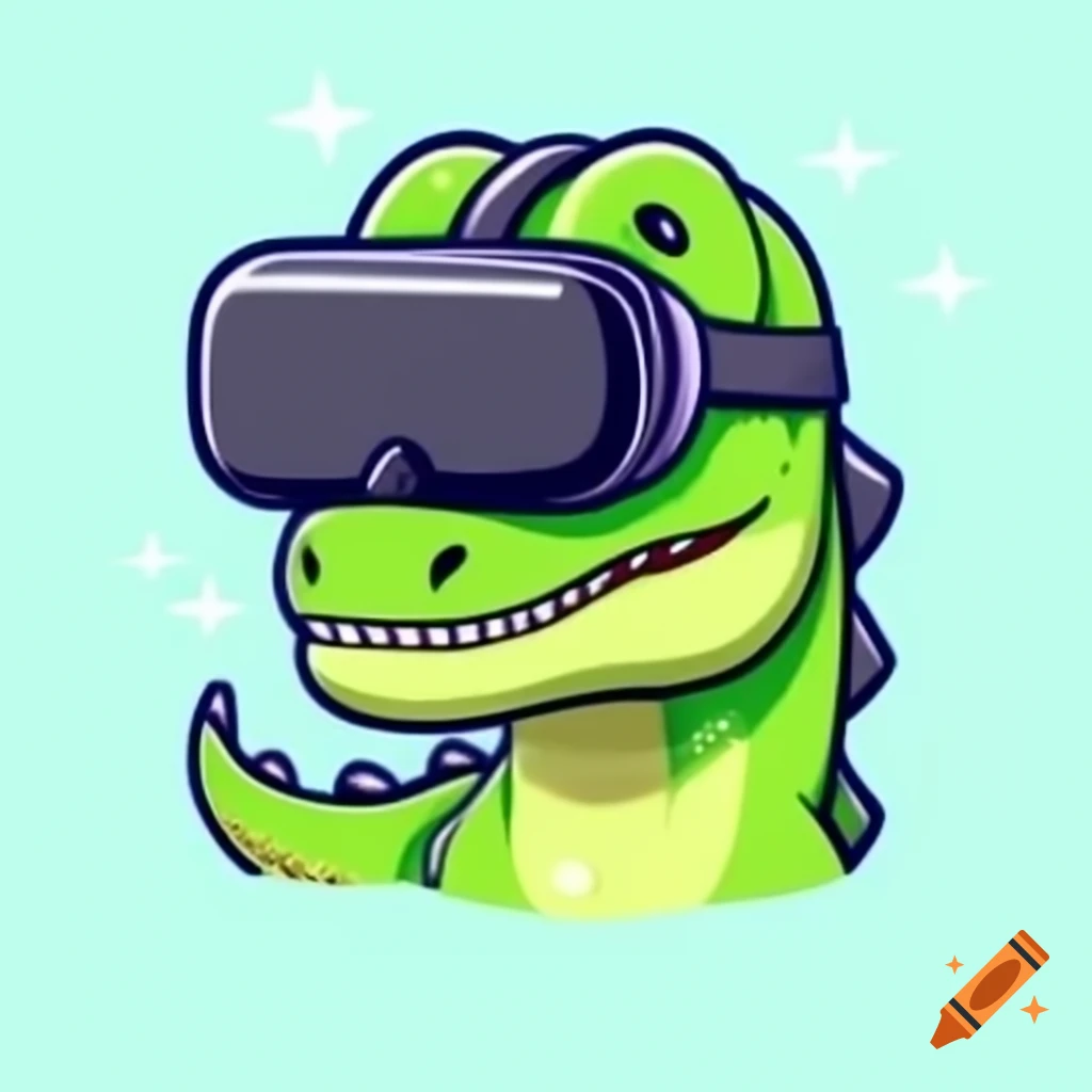 Tyrannosaurus rex wearing a vr headset on Craiyon