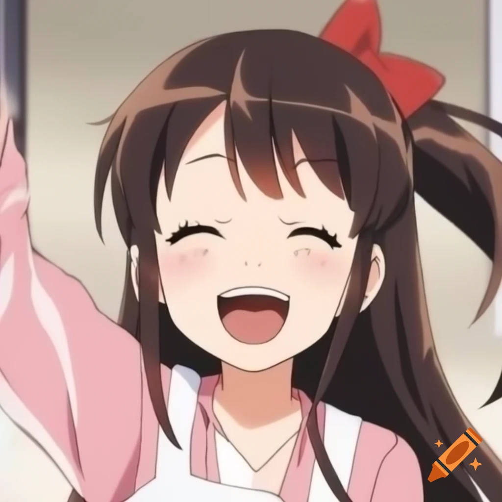 Anime girl laughing joyfully on Craiyon