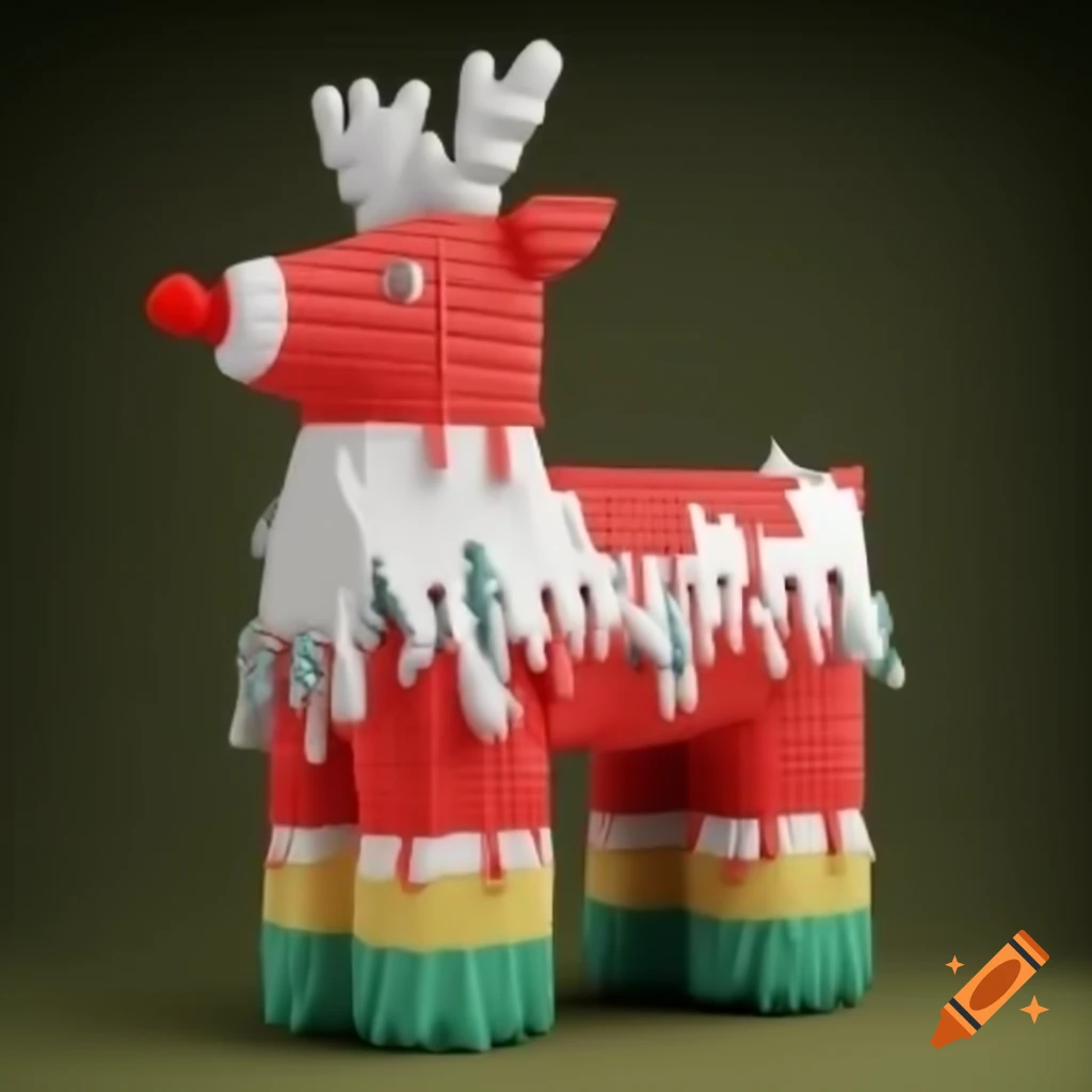 3d low poly texture of a christmas reindeer piñata on Craiyon